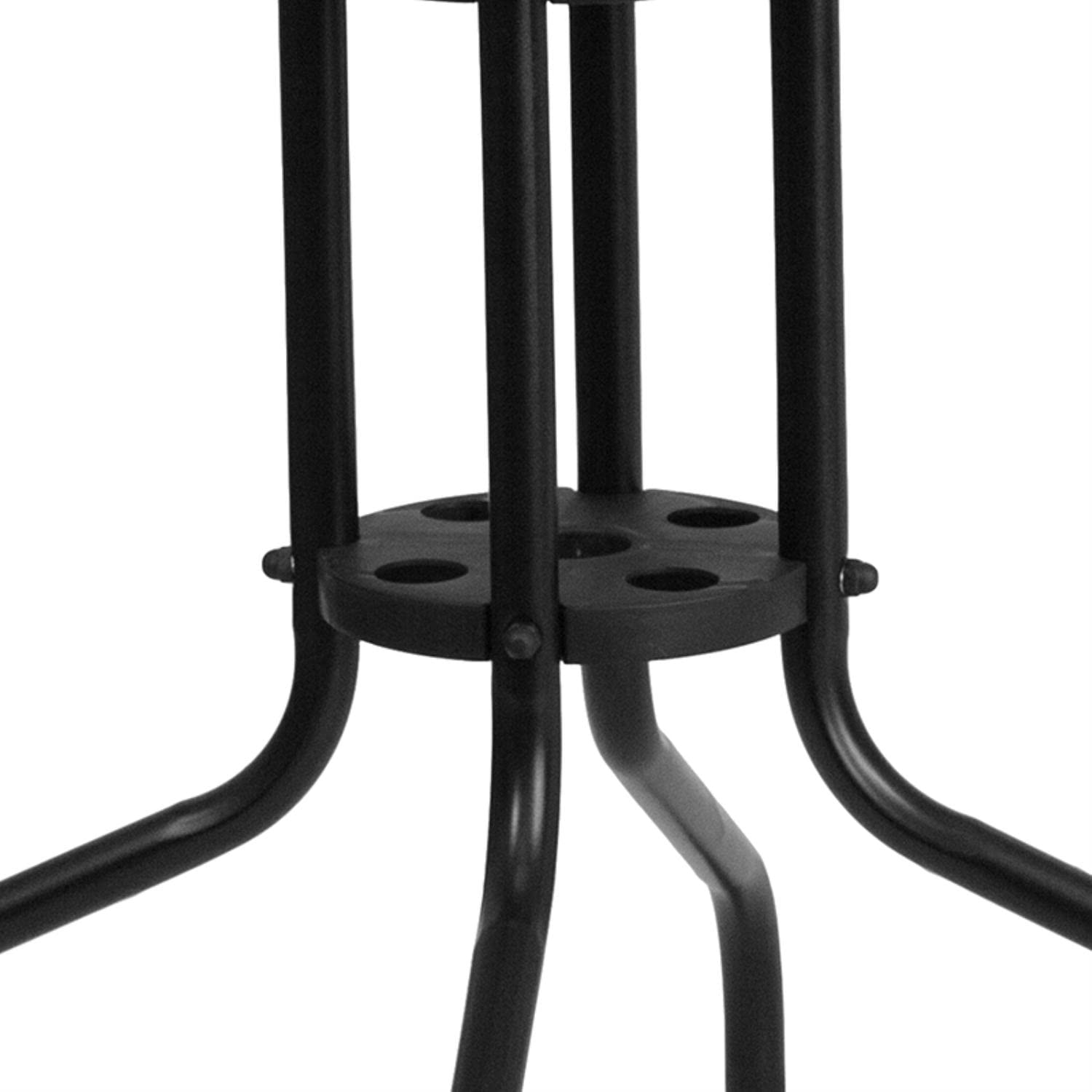 Flash Furniture Barker 28'' Square Tempered Glass Metal Table with Black Rattan Edging