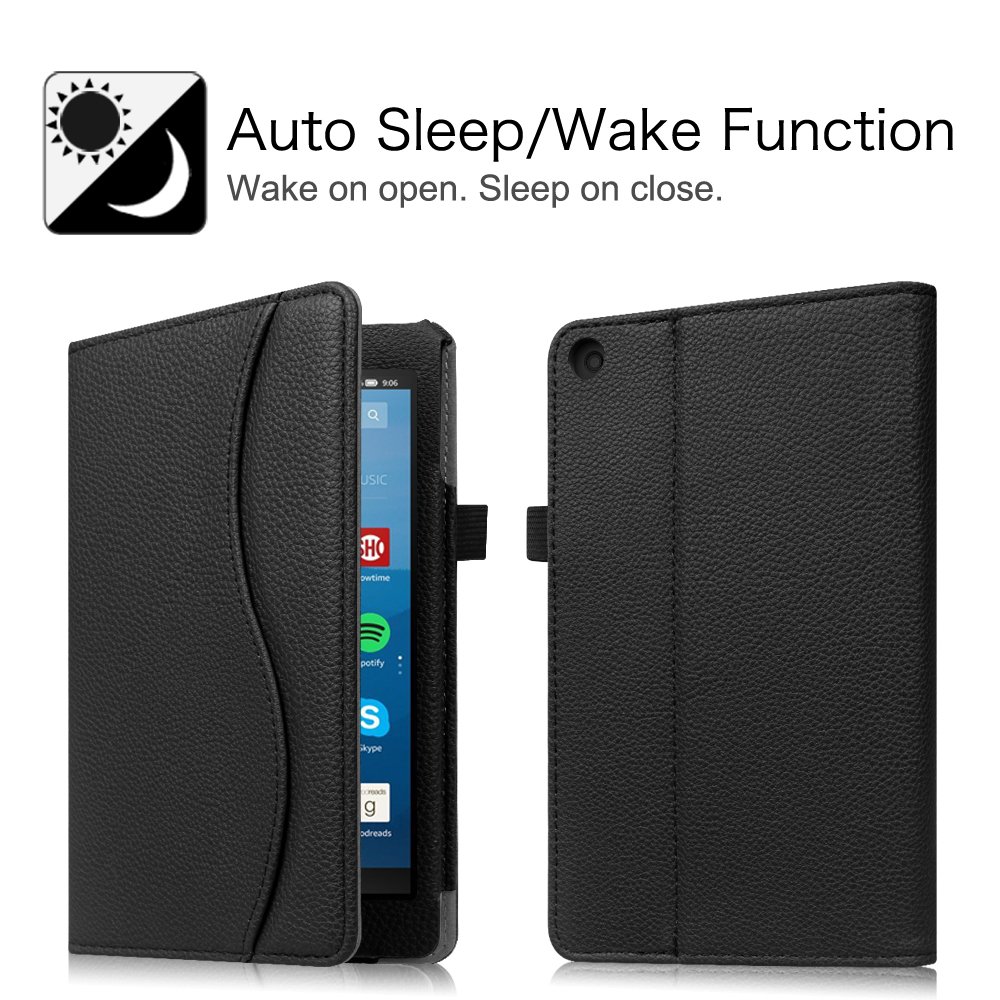 Fintie Case for Amazon Fire HD 8 Tablet (7th and 8th Generation Tablets, 2017 and 2018 Releases) - [Multi-Angle Viewing] Folio Stand Cover with Pocket Auto Wake/Sleep, Black