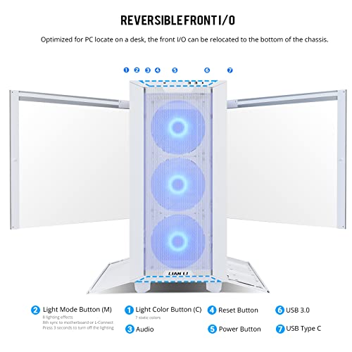 LIAN LI LANCOOL III E-ATX PC Case, Spacious RGB Gaming Computer Case with Hinged Tempered Glass Doors, Fine Mesh Panels, 4x140mm PWM Fans Pre-Installed High Airflow Chassis (White)