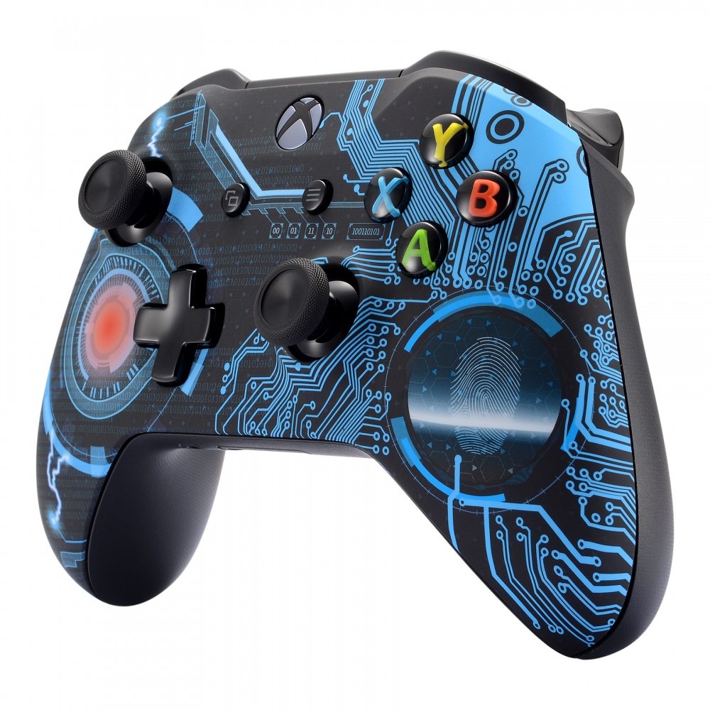 eXtremeRate Circuit Board Patterned Faceplate Cover, Soft Touch Front Housing Shell Case, Comfortable Soft Grip Replacement Kit for Xbox One X S Controller - Controller NOT Included