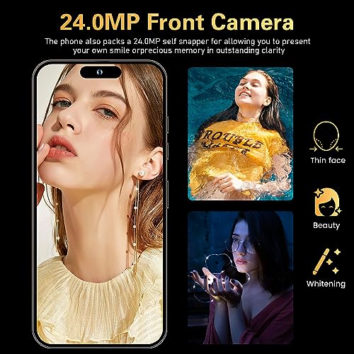 ExAchat A14 5G Unlocked Cell Phones, 6GB + 256GB, 8-Core, 6.82" HD Display Smartphone, Android 13.0, 6000 mAh,64MP + 24MP, Android Phones That Support Face/Fingerprint Recognition-Black