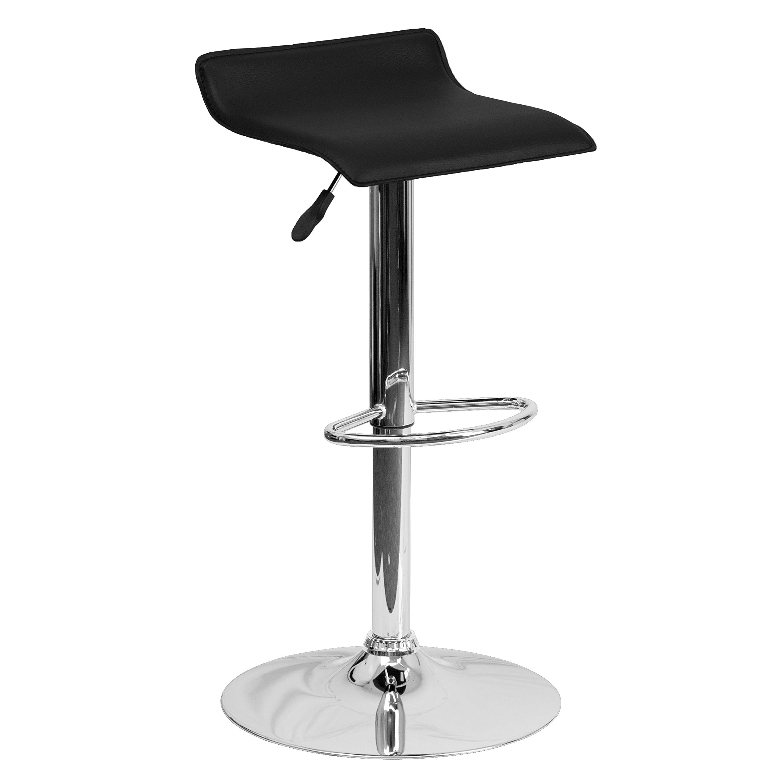 Flash Furniture 2 Pack Contemporary Red Vinyl Adjustable Height Barstool with Solid Wave Seat and Chrome Base