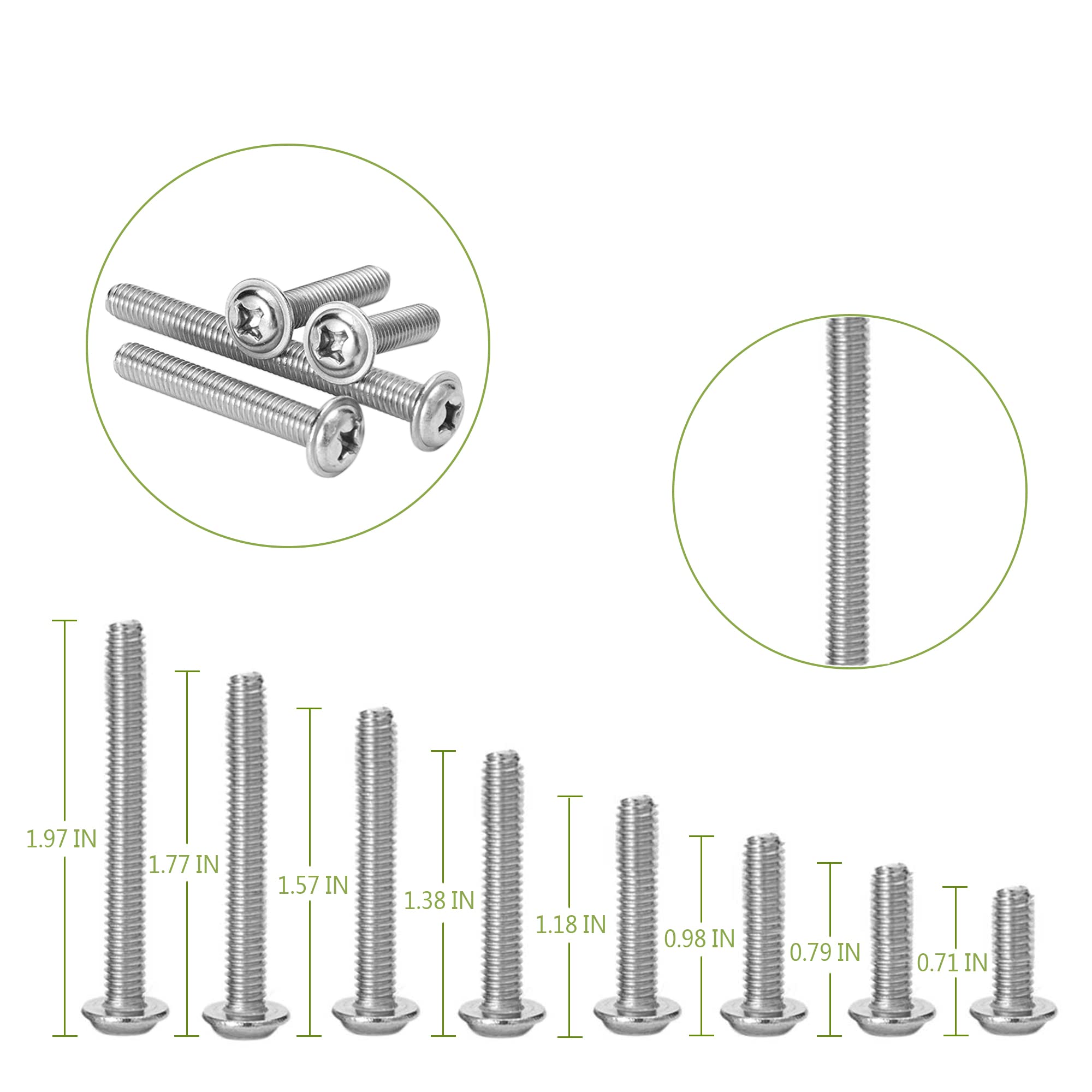 PIDAY 135PCS M4 Knob/Pull Machine Screws Phillips PMW Pan Head Screws Bolt 304 Carbon Steel Cabinet Door and Drawer Screws Set