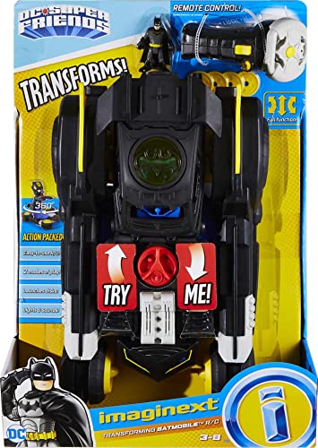 Fisher-Price Imaginext DC Super Friends Batman Toy Transforming Batmobile Rc Car with Lights & Sounds for Pretend Play Ages 3+ Years