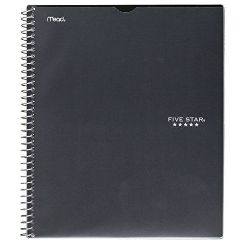 Five Star Interactive Notetaking Spiral Notebooks, 3 Pack, 1 Subject, College Ruled Paper, 11" x 8-1/2", 100 Sheets, Customizable Cover, Black, Green, Purple (820041-ECM)