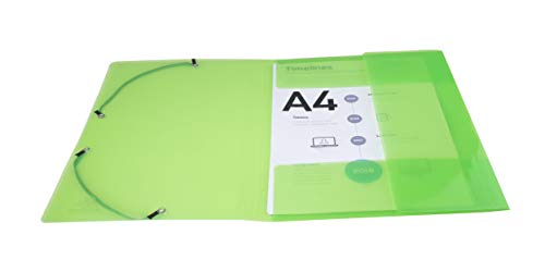 Exacompta - Ref 56701E - Translucent Polypropylene 3-Flap Elastic Folder - Crystal - Suitable for A4 Documents, 0.5mm Polypropylene - Assorted Vibrant Colours (Pack of 5)