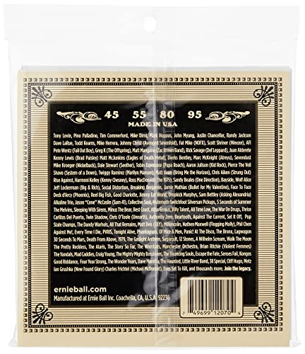Ernie Ball Earthwood Slinky Phosphor Bronze Acoustic Bass Guitar Strings, 45-95 Gauge (P02070)