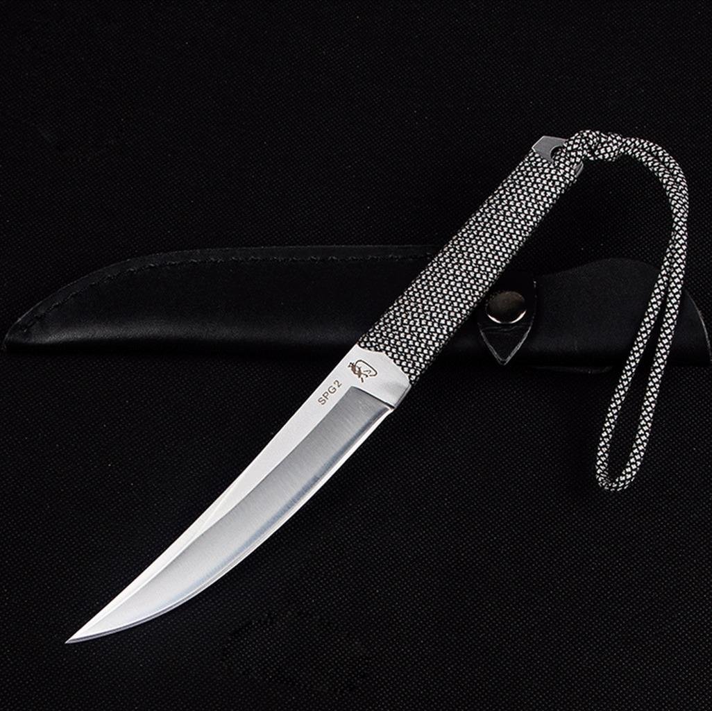 Fixed Blade Hunting Knife, Straight Blade, Nylon Rope Handle Cover
