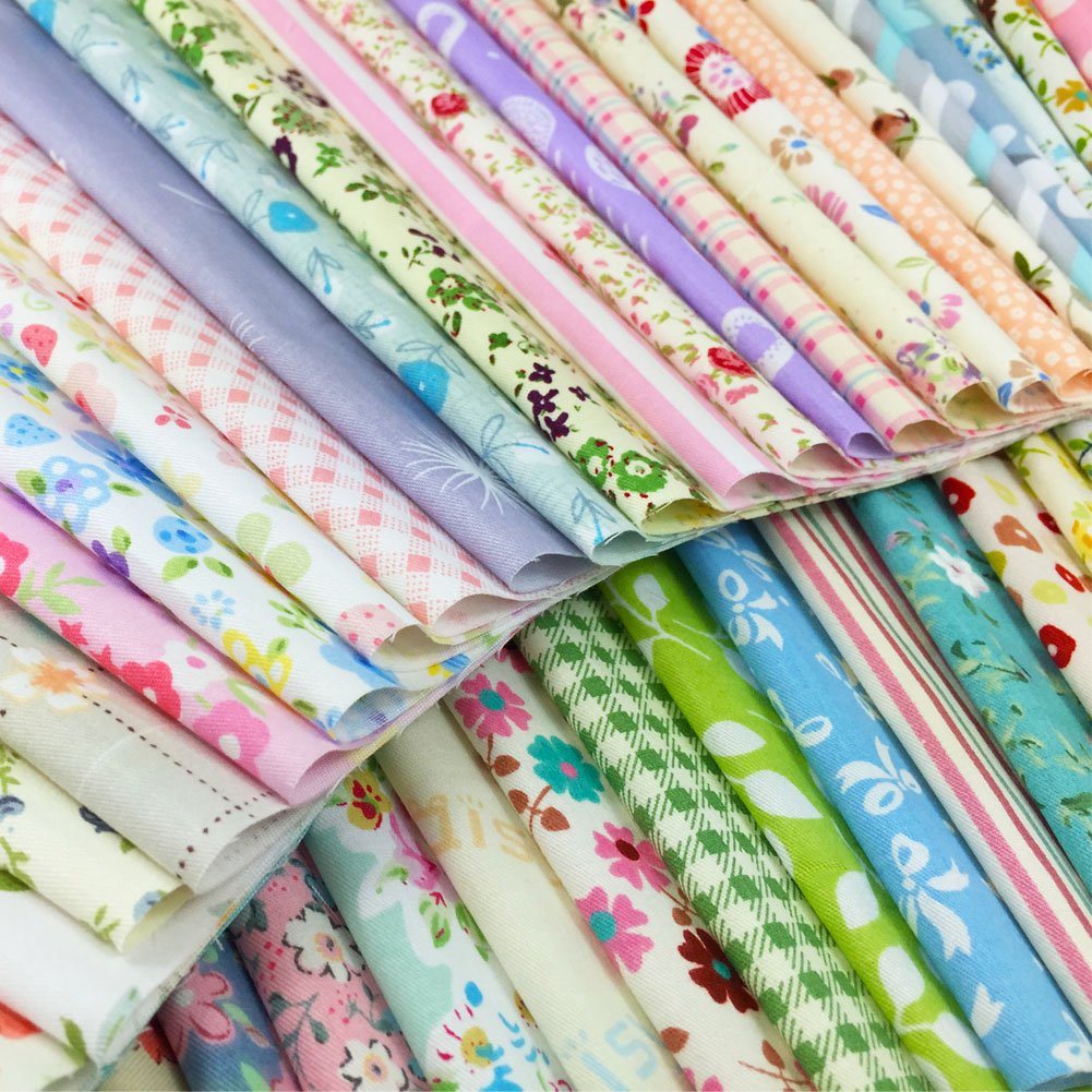 flic-flac Quilting Fabric Squares 100% Cotton Precut Quilt Sewing Floral Fabrics for Craft DIY (10 x 10 inches, 60pcs)
