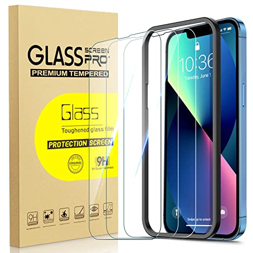 NatuBeau 3 Pack Screen Protector Compatible with iPhone 13 / iPhone 13 Pro, iPhone 13 Pro Screen Protector Tempered Glass, 6.1 inch, 9H Hardness, Scratch Resistant, Easy Installation, Case Friendly