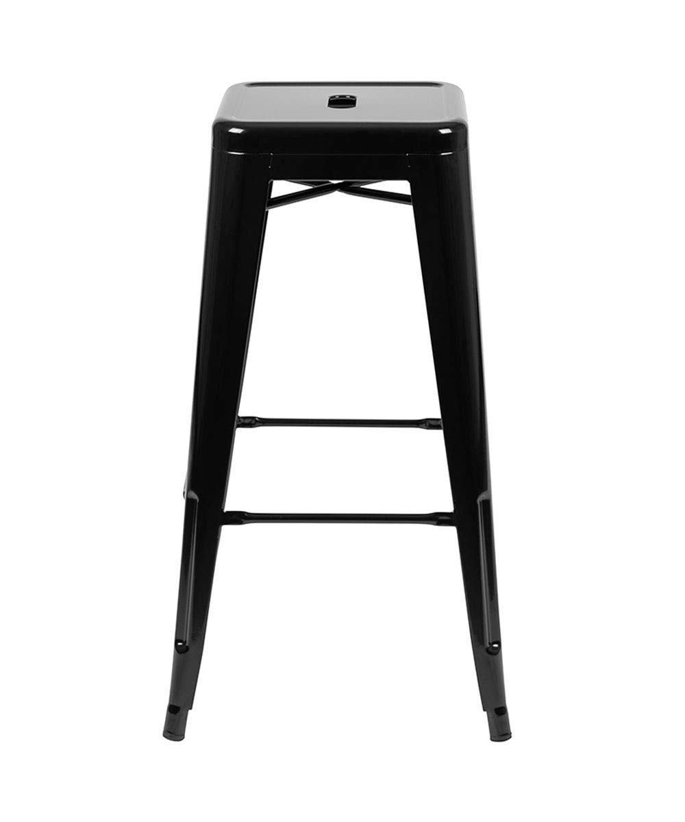 Flash Furniture Lily 30" High Metal Indoor Bar Stool in Black - Stackable Set of 4