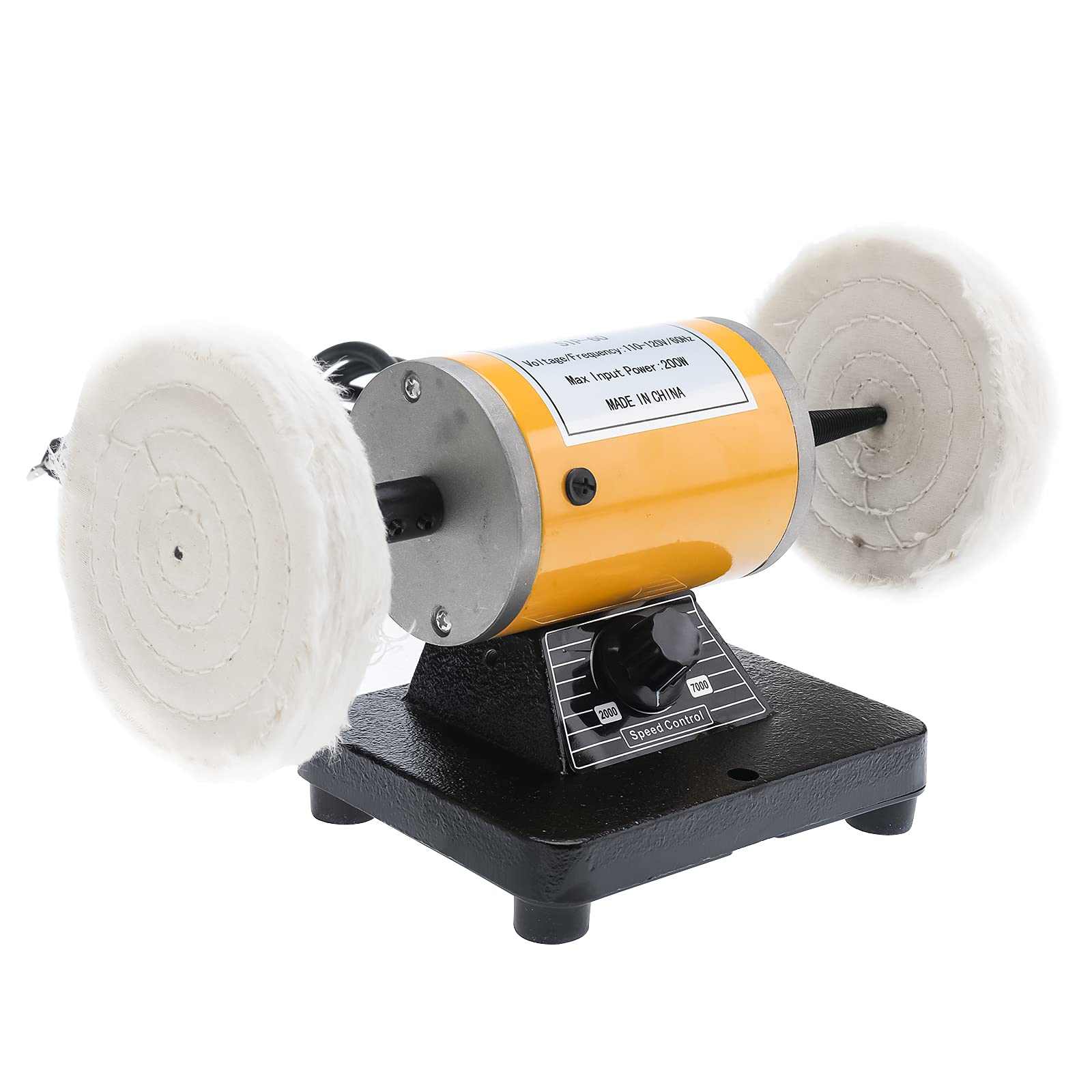 LuckyHigh Electric Dual 4-1/4" Polisher Buffer Bench Top Machine Variable Speed Mini Jewelry Bench Polisher for Jewelry, Wood, Silver, Amber Polishing