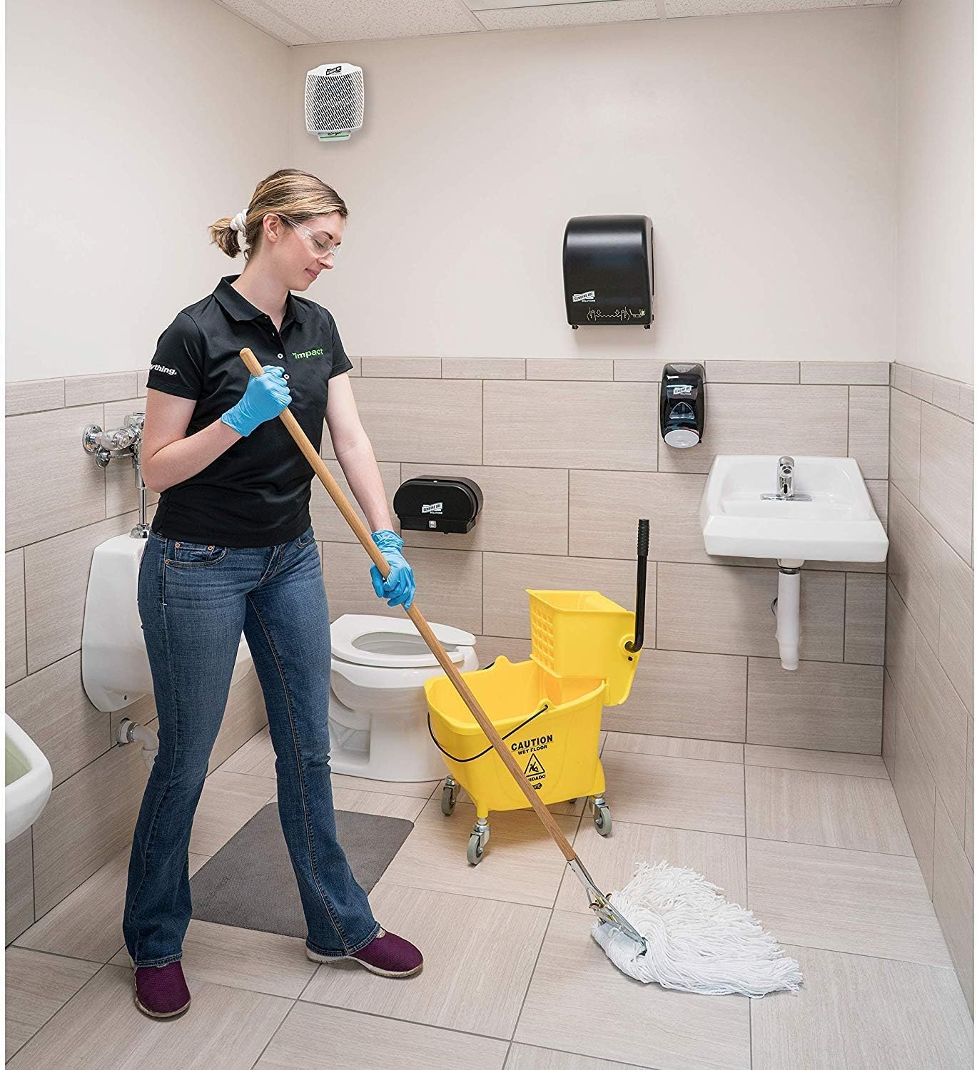 Simpli-Magic Commercial Mop Bucket with Side Press Wringer, 36 Quart, Yellow