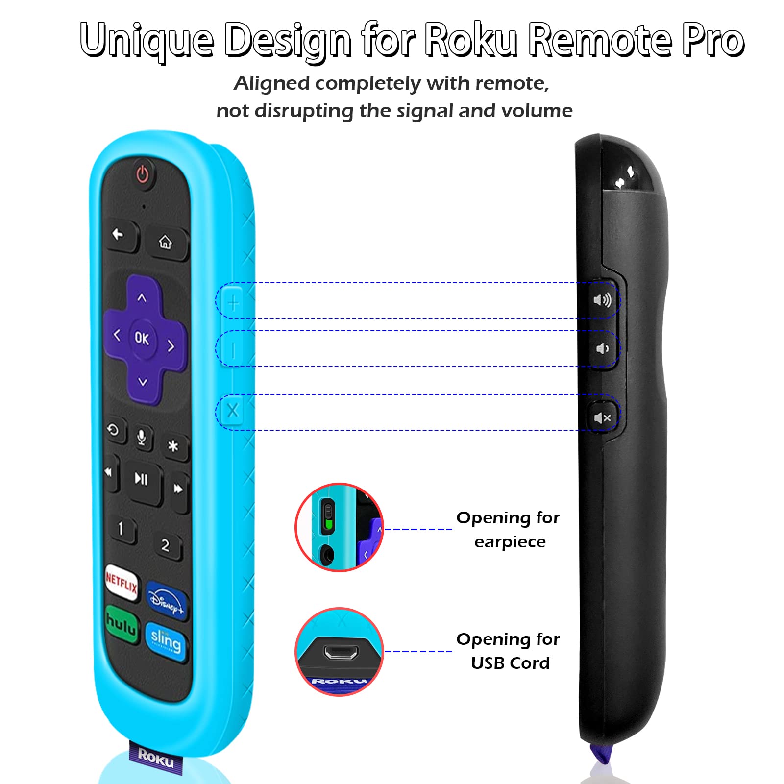 EVAHOM 2 Pack Silicone Remote Cases for Roku Voice Remote Pro, Roku Pro Remote Covers with Waterproof Shockproof and Anti-Slip, Protective Sleeve Blue Green Glowing in Dark