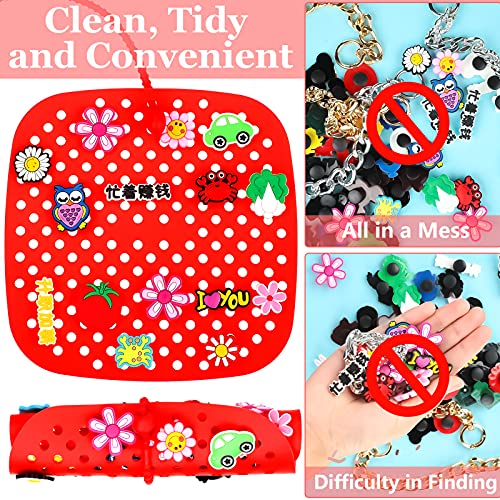 Saintrygo 2 Pieces Shoe Decoration Charm Organizer Shoe Charm Portable Roll Storage Bag Wall Mounted Hanging Silicone Display Stand Not Contain Shoe Charm for Shoe Charm (Red)