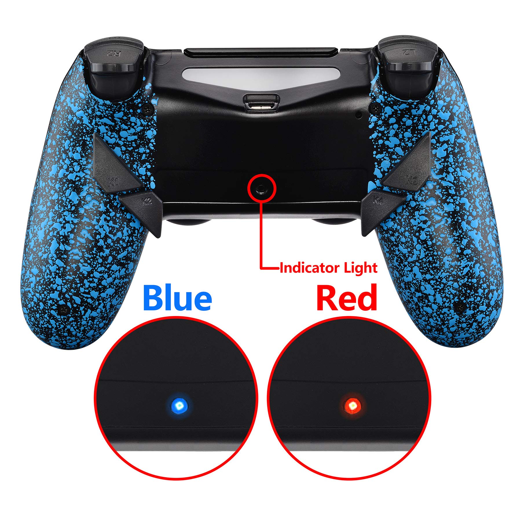 eXtremeRate Textured Blue Dawn Programable Remap Kit for PS4 Controller with Upgrade Board & Redesigned Back Shell & 4 Back Buttons - Compatible with JDM-040/050/055 - Controller NOT Included
