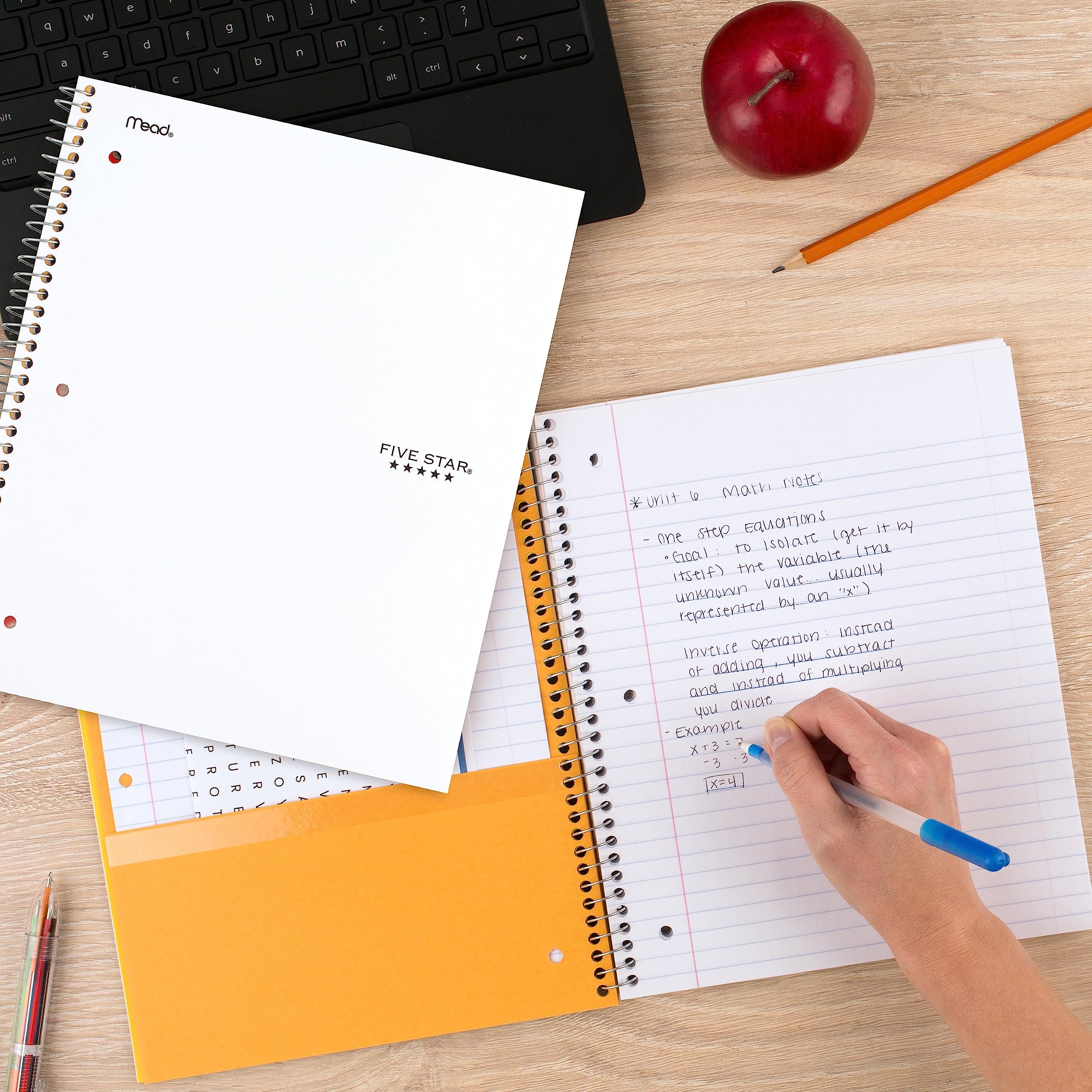 Five Star Spiral Notebooks + Study App, 2 Pack, 1 Subject, College Ruled Paper, 200 Sheets, 11" x 8-1/2", White, Amethyst Purple (820186-ECM)