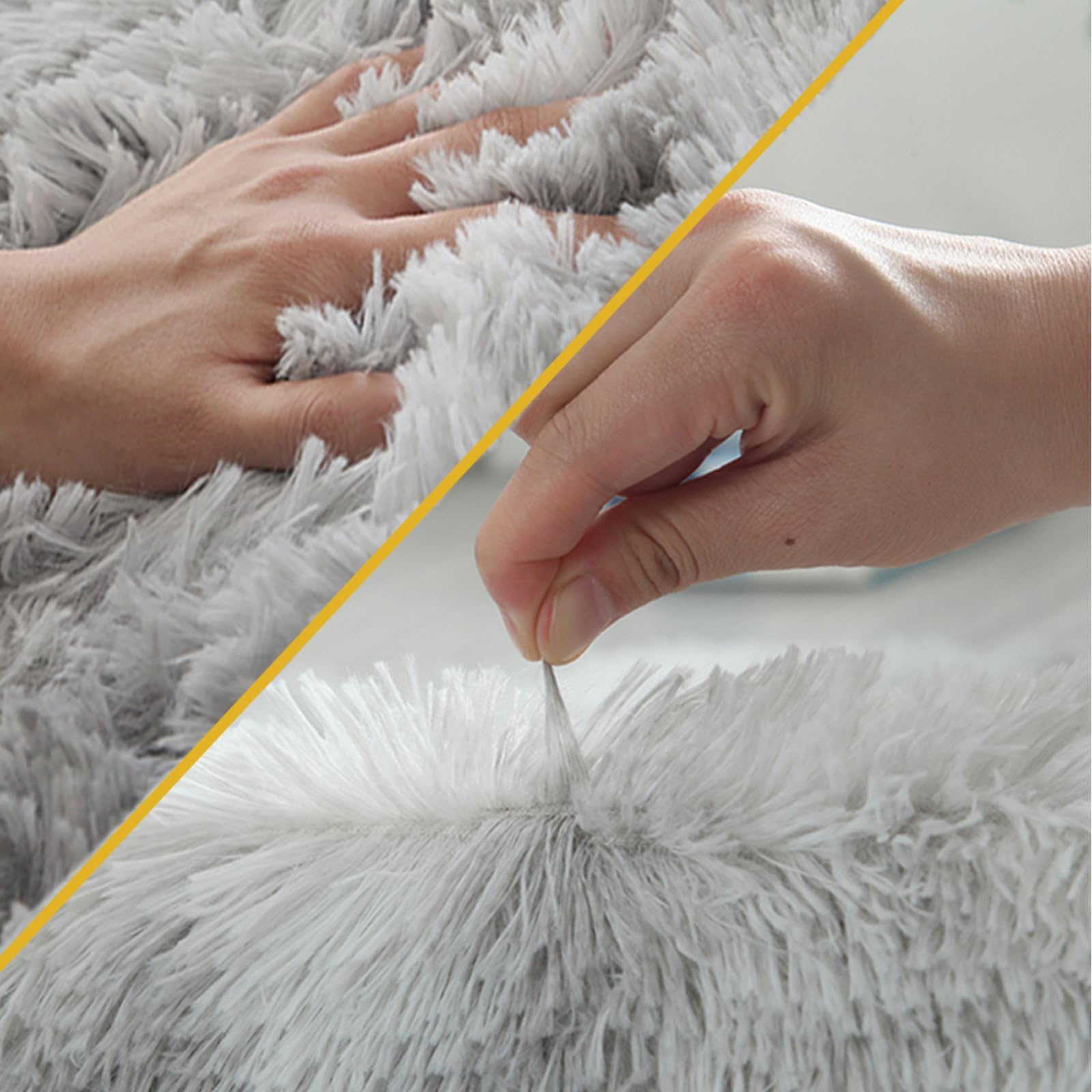 Floralux 5x7 Rugs Light Gray Tie-dyed, Shag Area Rugs 5x7 for Bedroom, Fluffy Carpets Rugs for Living Room, (5x7 Ft., Tie-dyed Light Gray)
