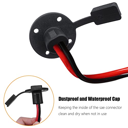 mankk 1.8ft SAE Power Socket Sidewall Port 10AWG Cable SAE Connector Weatherproof Universal Flush-Mountable Connector with Screws for Solar Generator Battery Charger M-V-013-LS