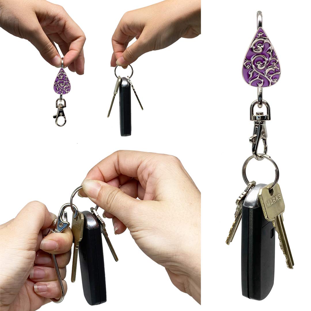 FINDERS KEY PURSE Original, Patented Keychain Purse Hook, Key Holder with Clasp and Cute, Trendy Charm Teardrop