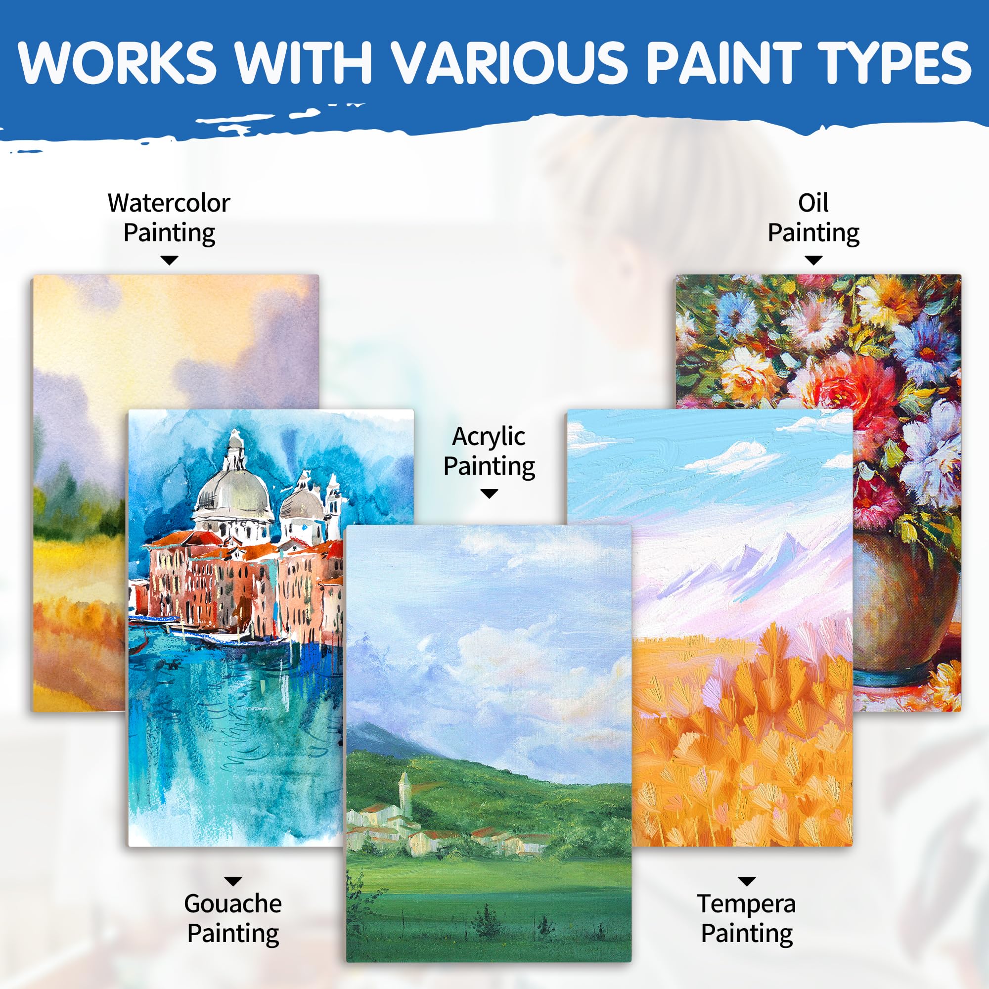 FIXSMITH Stretched White Blank Canvas - 24x36 Inch, 2 Pack,Primed Large Canvas,100% Cotton,5/8 Inch Profile of Super Value Pack for Acrylics,Oils & Other Painting Media