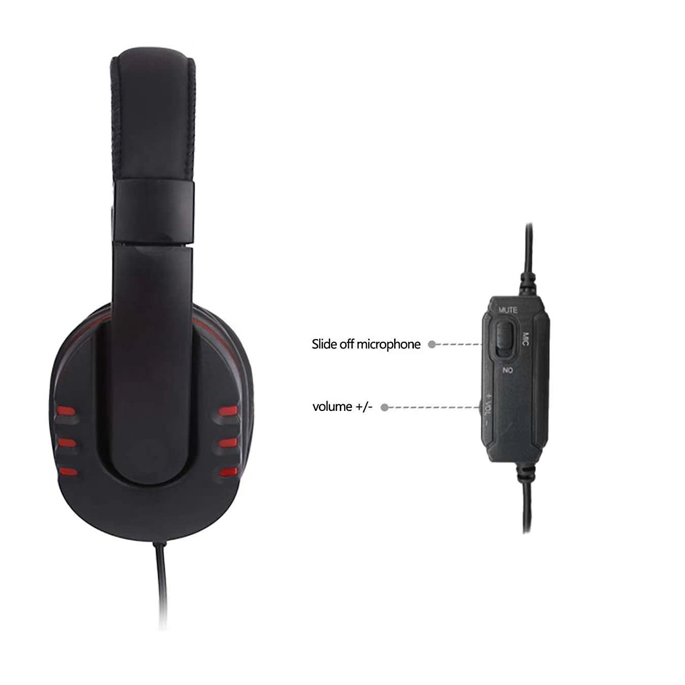 FNSHIP 3.5mm Wired Over-head Stereo Headband Gaming Headset Headphone with Mic Microphone Volume Control for SONY PS4 PC Tablet Laptop Smartphone