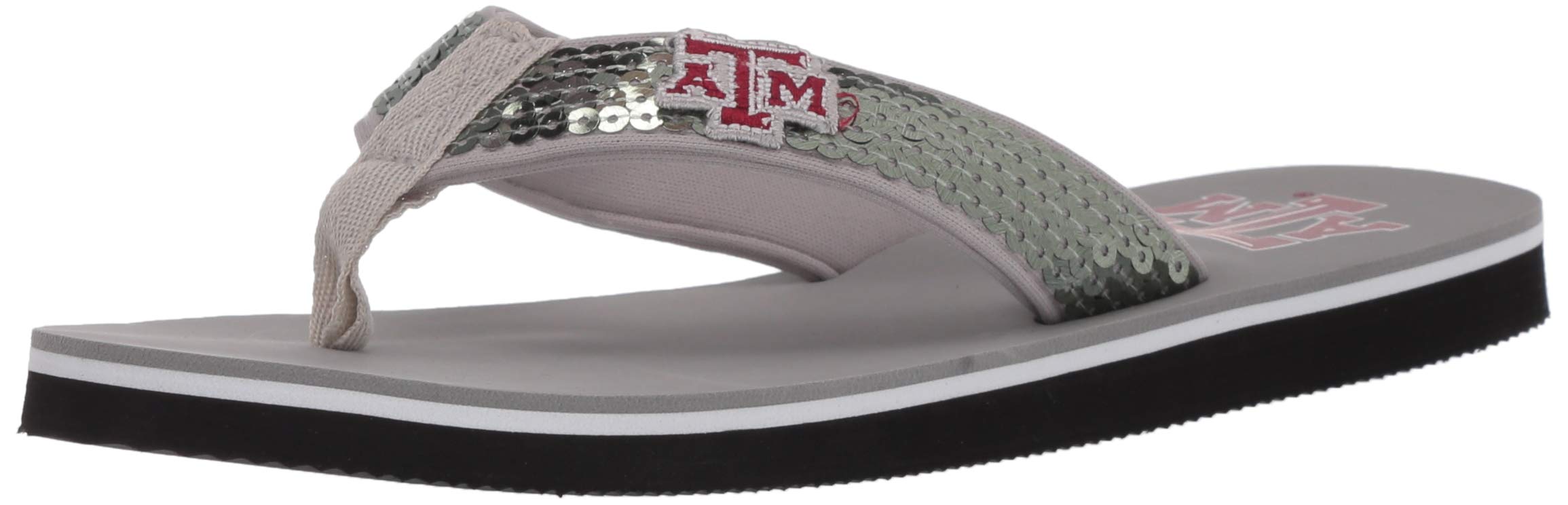 FOCO Nebraska Cornhuskers NCAA Womens Sequin Flip Flops - L