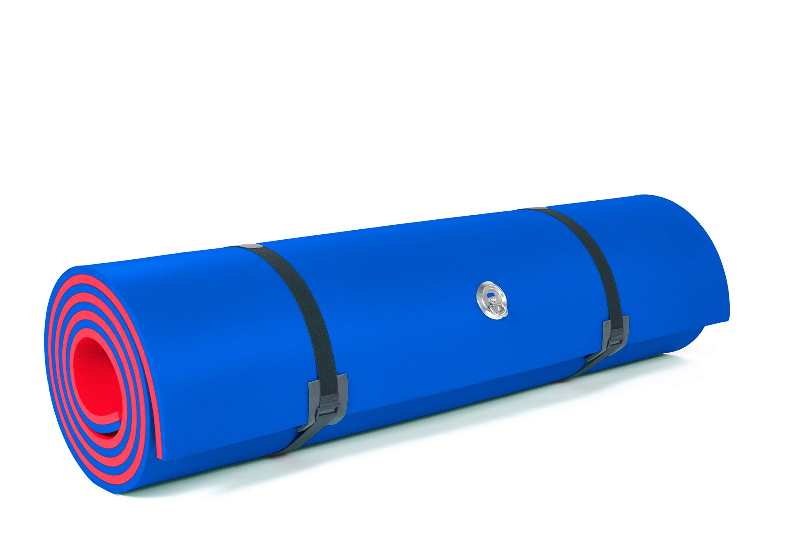 Floatation iQ Floating Oasis 15 x 6 Foot Foam Island Water Pool Lake Lounger Play Pad Mat, Blue and Red