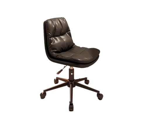 Ergonomic Office Chair, Desk Chairs with Wheels Leather Comfortable Computer Home Office Study Dresser Swivel Chair (Color : Black)