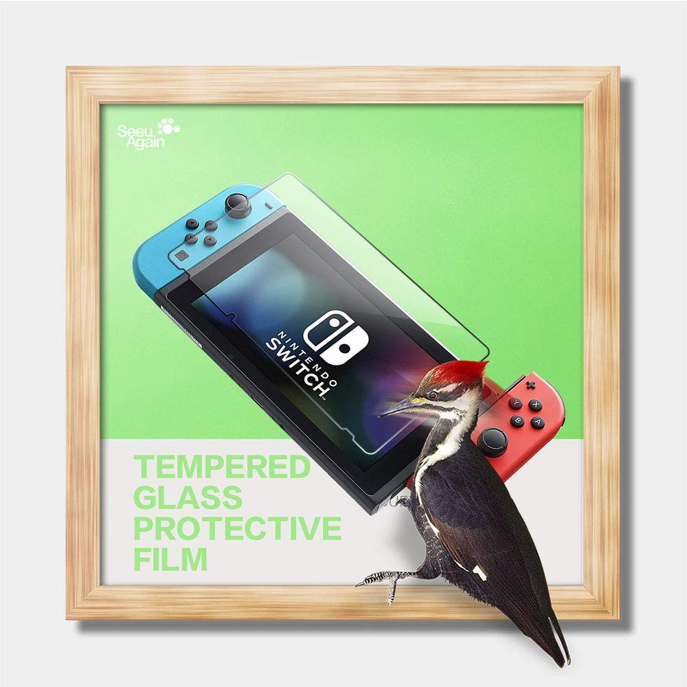 Fit Switch Screen Protector-(3 Pack) SEEU. AGAIN Ultra-thin Anti-Fingerprint Anti-Scratch Clear 9H Hardness Full Coverage Silk Print Tempered Glass Protective Film Compatible Nintendo Switch