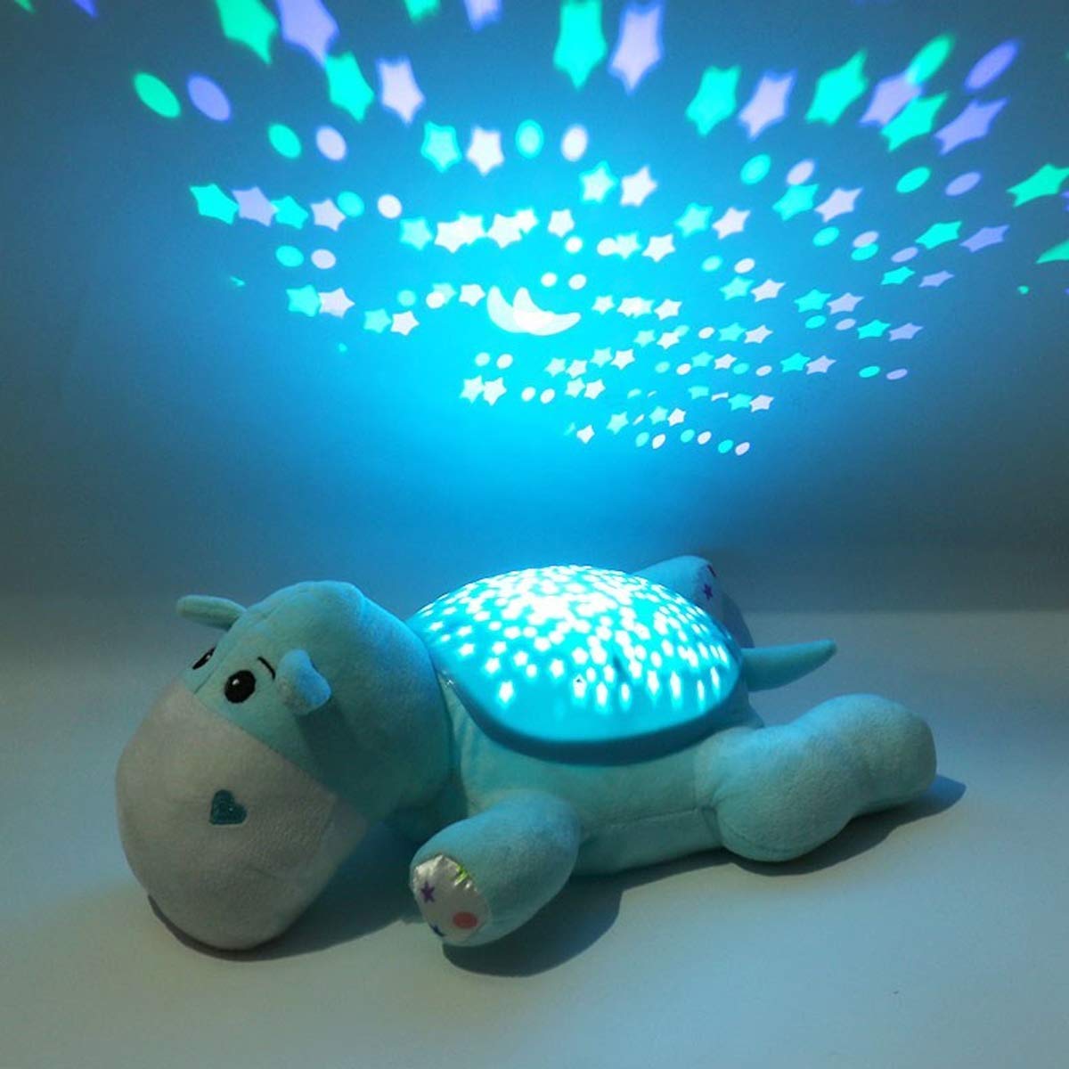 Fisca Baby Sleep Soother, Infant Sleeping Toy 60 Lullabies White Noise Starlight Projection Sound Machine (Plush Hippo)
