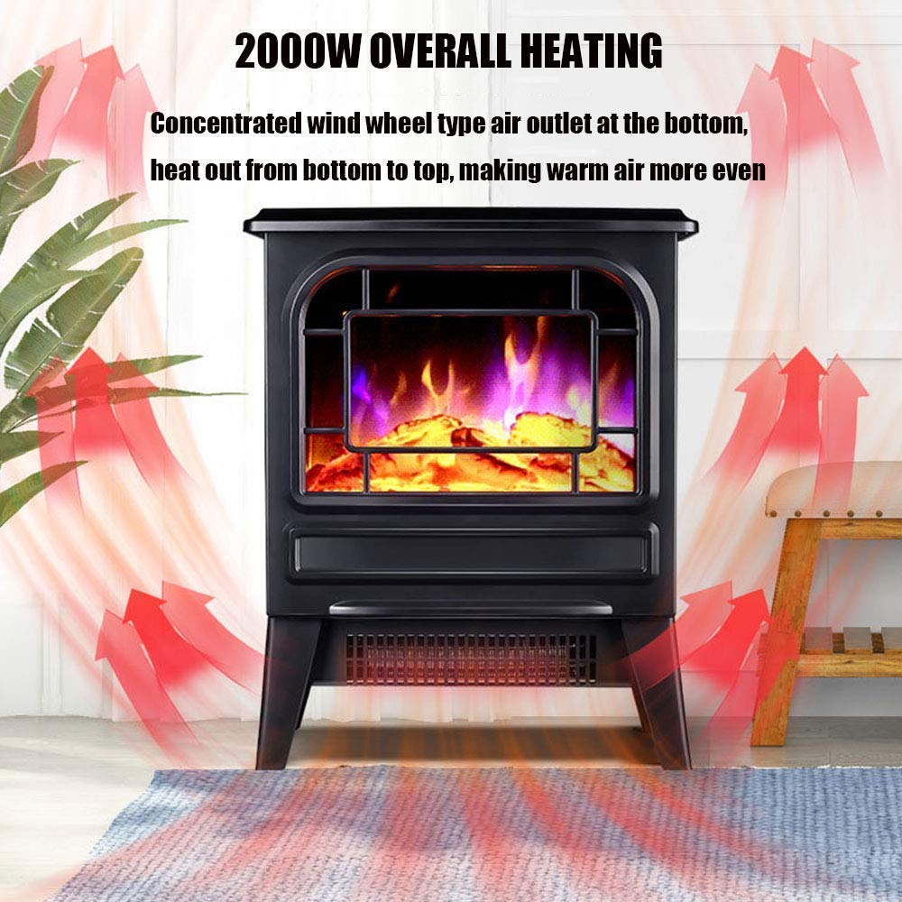 Fireplace Electric Electric Fireplaces Portable Electric Wood Stove with Fire Flame Effect for Home Or Office White (White) (Black)