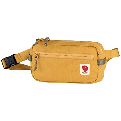 Fjällräven High Coast Hip Fanny Pack – Waterproof – Multiple Pockets – Reflective Fox Patch – Waist Strap Ochre One Size One Size