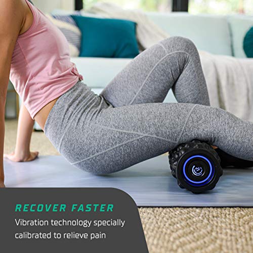 Foam Roller for Physical Therapy & Exercise - Vibrating Foam Roller for Back Pain, Muscle Recovery, Deep Tissue Massage and Stretching - Electric Foam Roller, 8 Speed, Rechargeable, Black