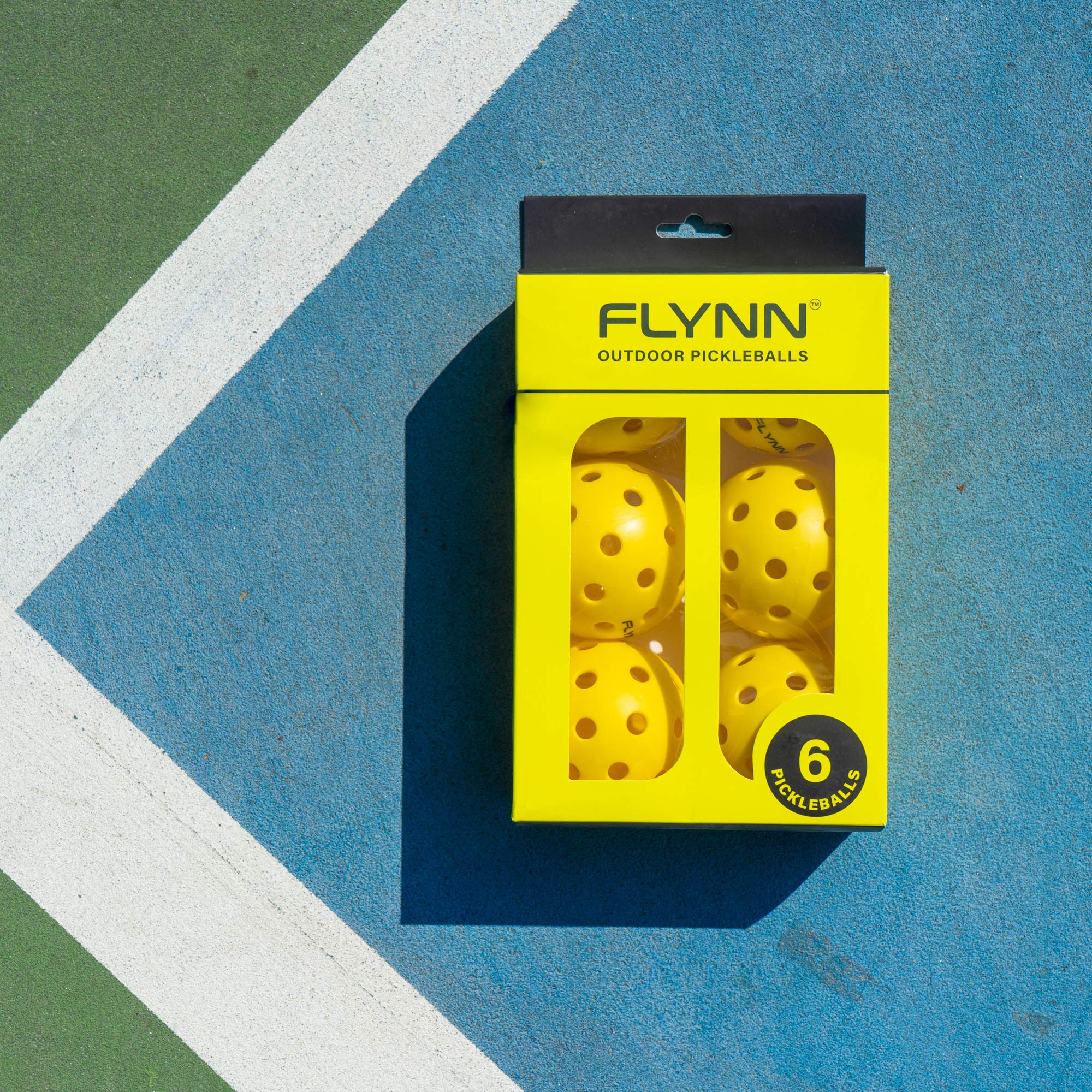 Flynn Outdoor Pickleball Balls β Bright Yellow Durable 40 Hole Pickleballs, Fly True with Consistent Bounce β Convenient 6 Pack, Suitable for Outdoor Pickleball Practice and Match Play.