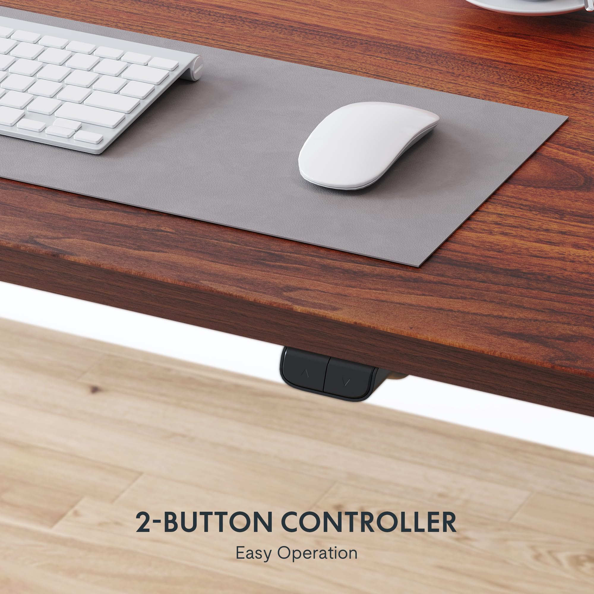 FLEXISPOT EC1 Standing Desk 55 x 28 Inches Electric Stand Up Desk Workstation, Whole-Piece Desk Board Home Office Computer Height Adjustable Desk (Black Frame + 55" Mahogany Top 2 Packages)
