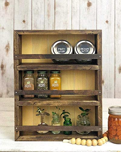 Mansfield Cabinet No. 104 - Solid Wood Spice Rack Cabinet Dark Walnut/Farmhouse Red