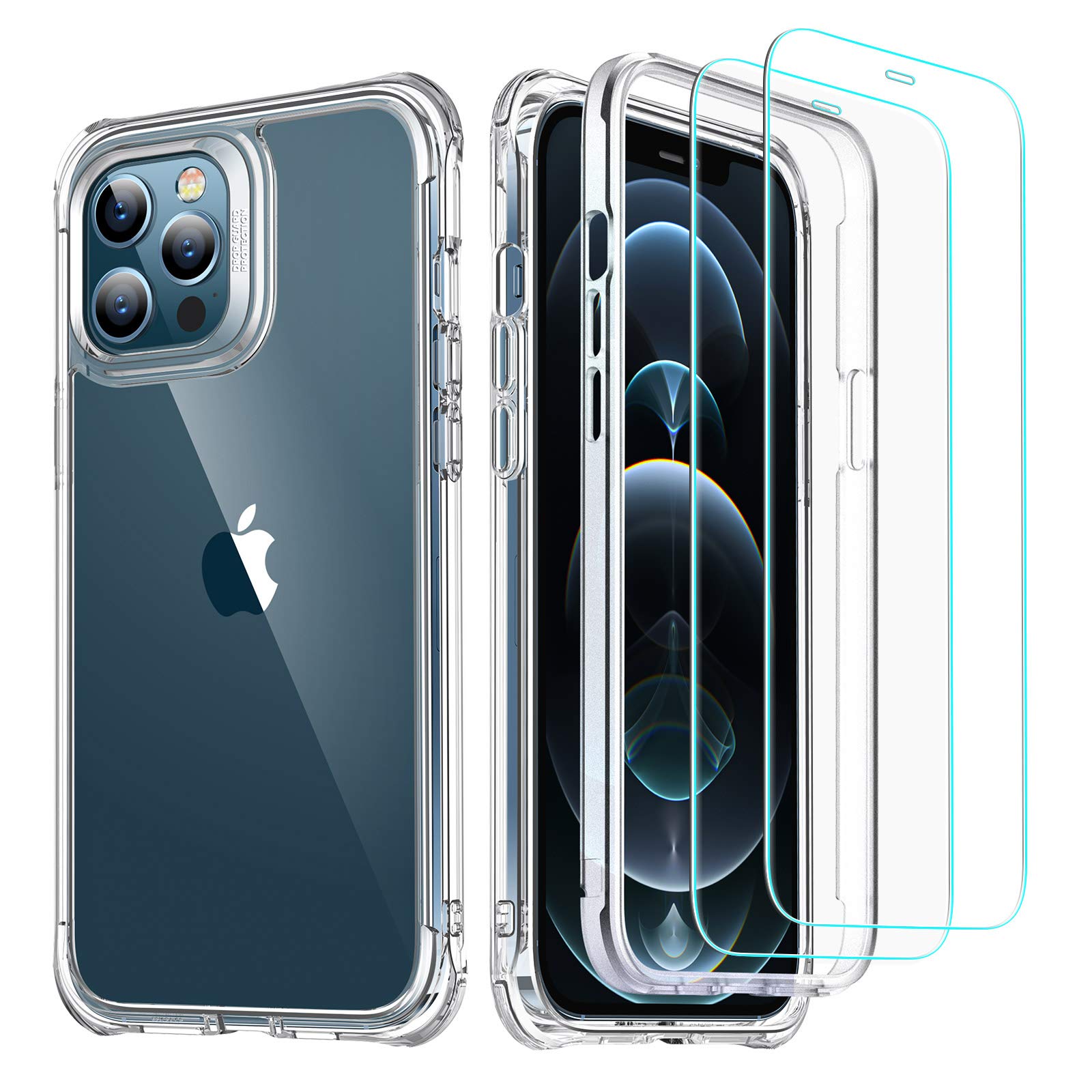ESR Alliance Series Designed for iPhone Pro Max Case [2 Tempered Glass Screen Protectors] [Full-Body Hybrid Protection] [Shock-Absorbing] [Scratch-Resistant] for iPhone 2020, 6.7-Inch – Clear