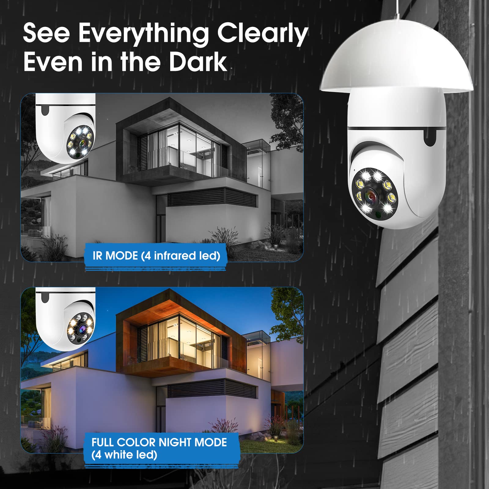 Light Bulb Security Cameras Wireless Indoor 355 Degree Pan/Tilt 3MP 1080P Camera Surveillance with Motion Detection Alarm Night Vision Two-Way-Talk Supported 2.4GHz WiFi (Not Compatible 5GHz Wi-Fi)