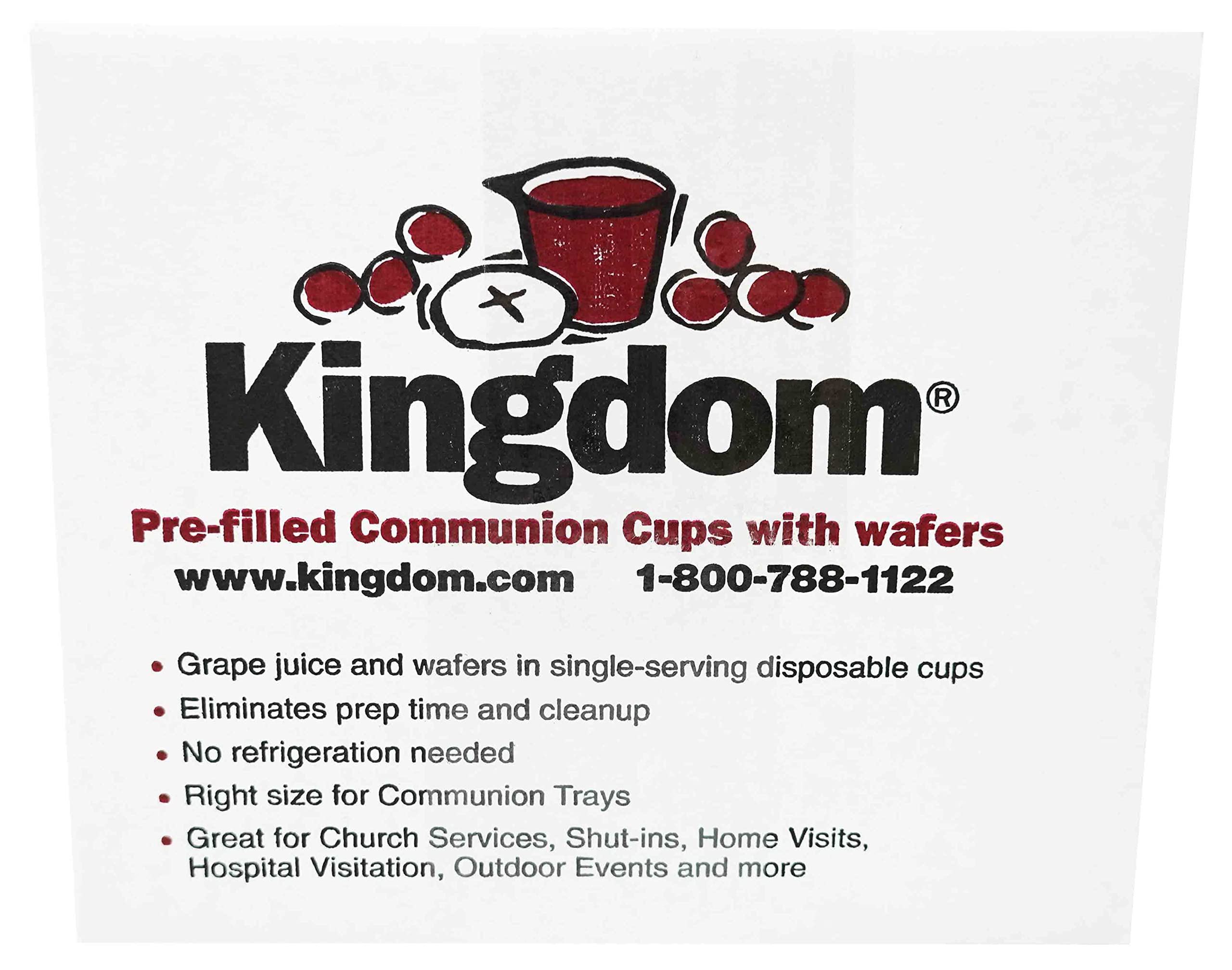 Kingdom Prefilled Communion Cup with Wafers(100 ct-red juice) Sealed in a Single-Serving Container with 1-Year Shelf Life, Perfect for Holy Eucharist Celebration in Hospitals, Summer Camps, and more!