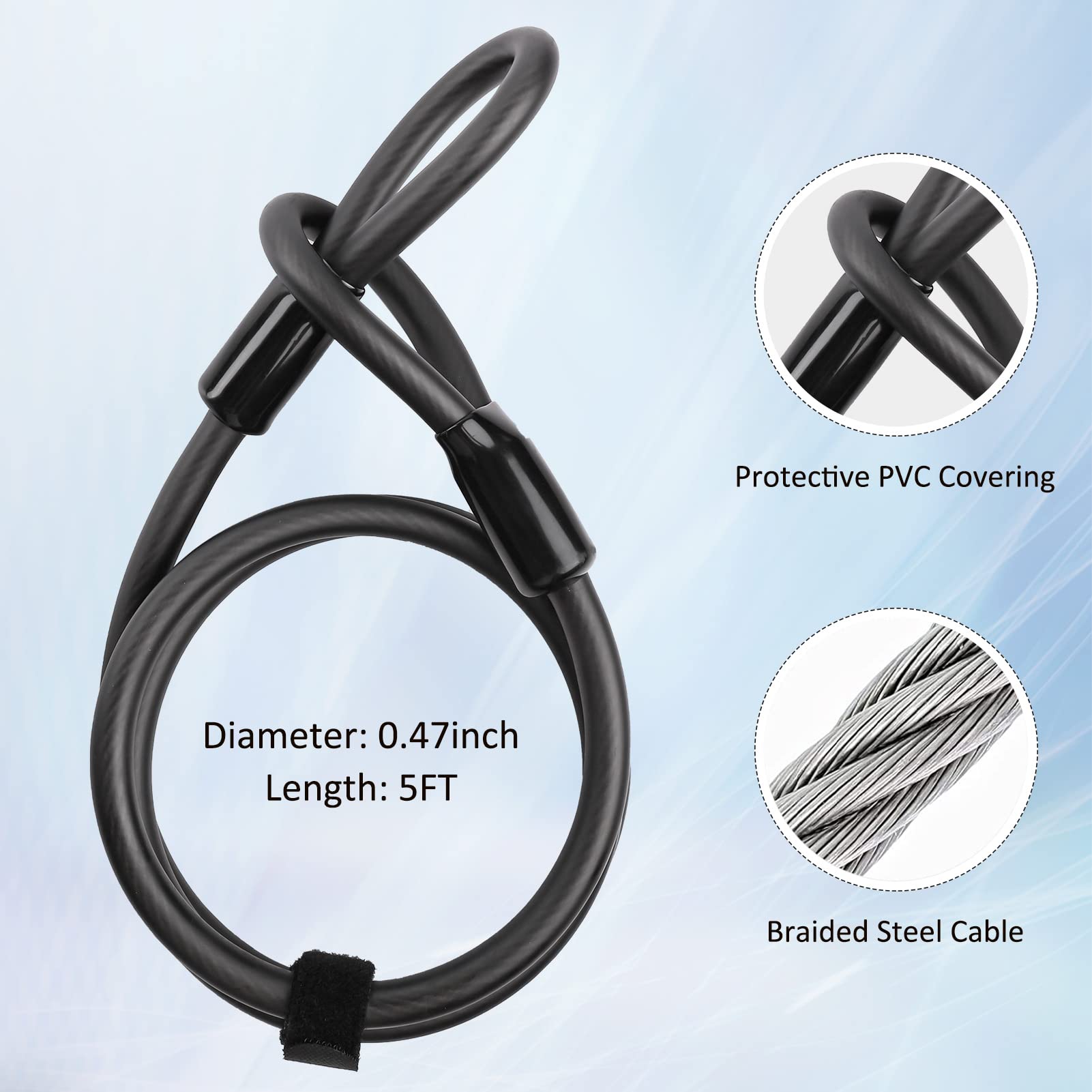 FIROS Bike U Lock with Cable Heavy Duty Bike Lock, 16mm Bicycle Lock with Security Cable and Sturdy Mounting Bracket for Road Bike Mountain Bike Motorcycle and More (Black, Small with 5FT Cable)