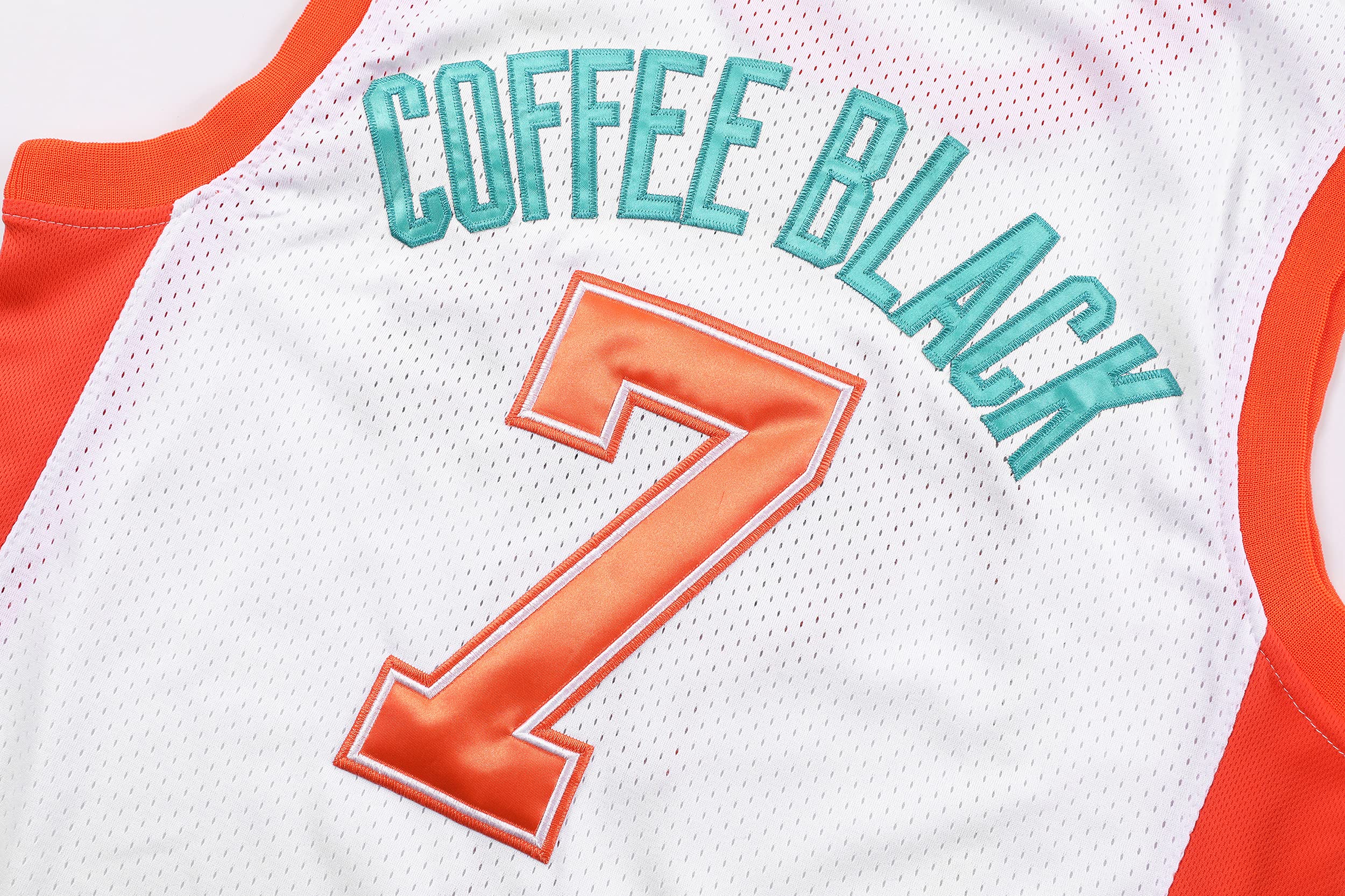 Flint Tropics Jackie Moon #33 Coffee Black #7 Semi Pro 90s Hip Hop Clothes for Party Men Basketball Jersey Green White (7 White, Large)
