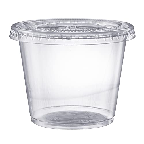Pantry Value [200 Sets - 5.5 oz.] Cups with Lids, Small Plastic Condiment Containers for Sauce, Salad Dressings, Ramekins, & Portion Control