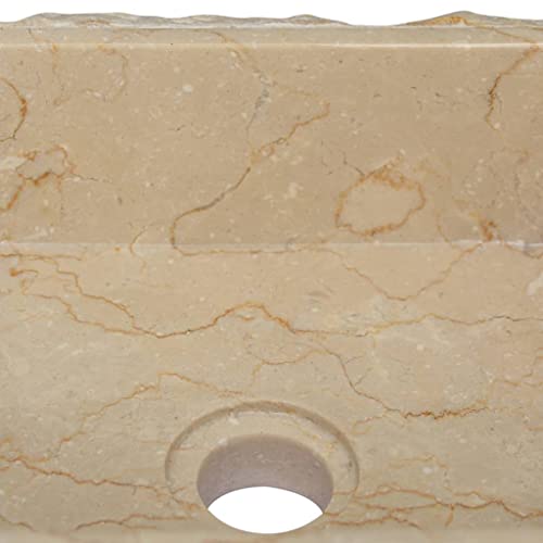 Sink Cream 11.8"x11.8"x5.1" Marble,Modern Marble Sink: A Touch of Elegance for Your Bathroom or Washroom Bath Fixtures,Bathroom Sinks