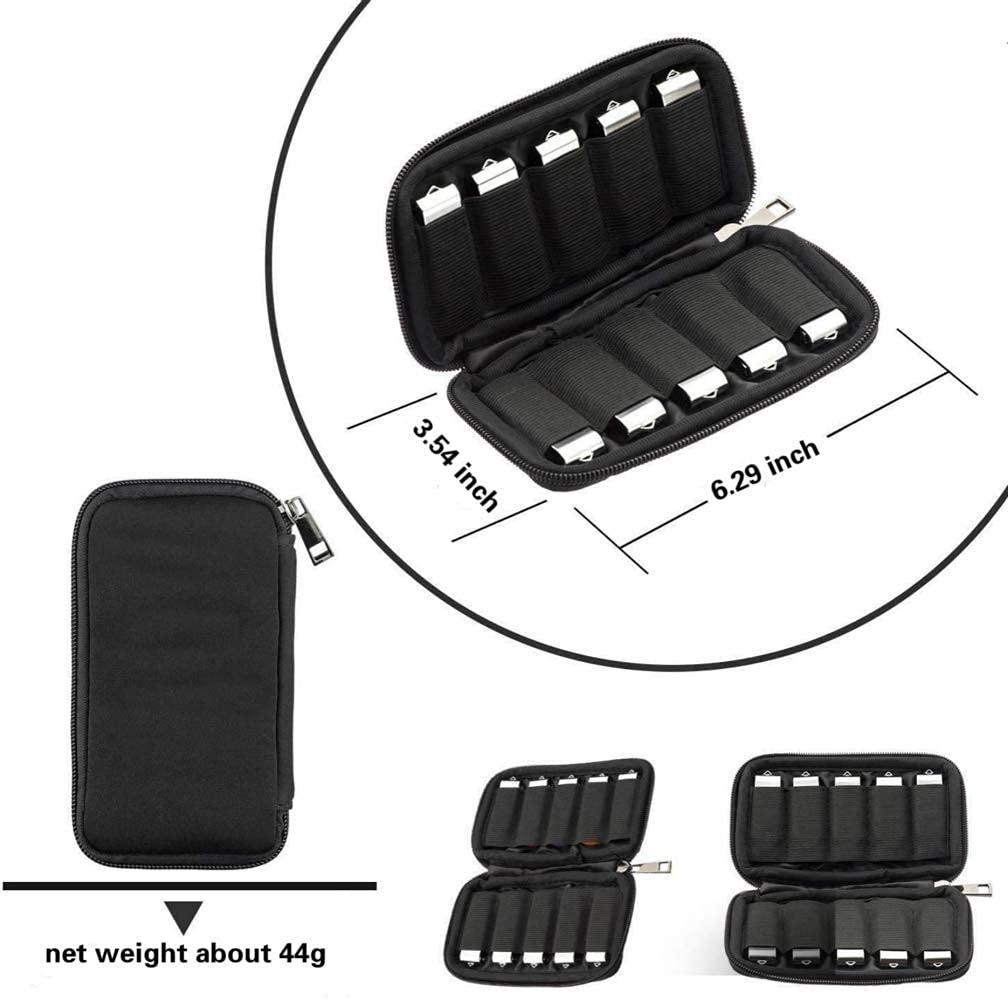 Flash Drive Case, USB Holder Portable Carrying Case Electronic Accessories Organizer Storage Bag for Memory Stick,Yubikey,Security Key,Jump Drive 10 Slots Black (Case Only)