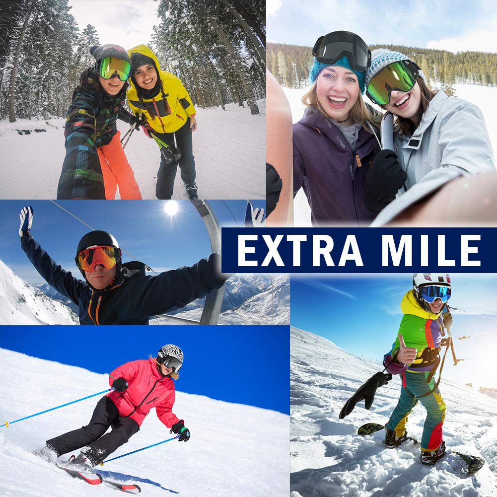 Extra Mile Ski Goggles, Multiple Reflection Spliced Lens Anti-fog and UV400 Protection Snowboard Snowmobile Goggles (Green-pt)