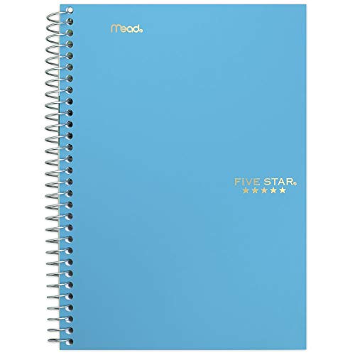 Five Star Spiral Notebook, 5 Subject, College Ruled Paper, 180 Sheets, Small, 9-1/2" x 6", Teal (06184AA4)