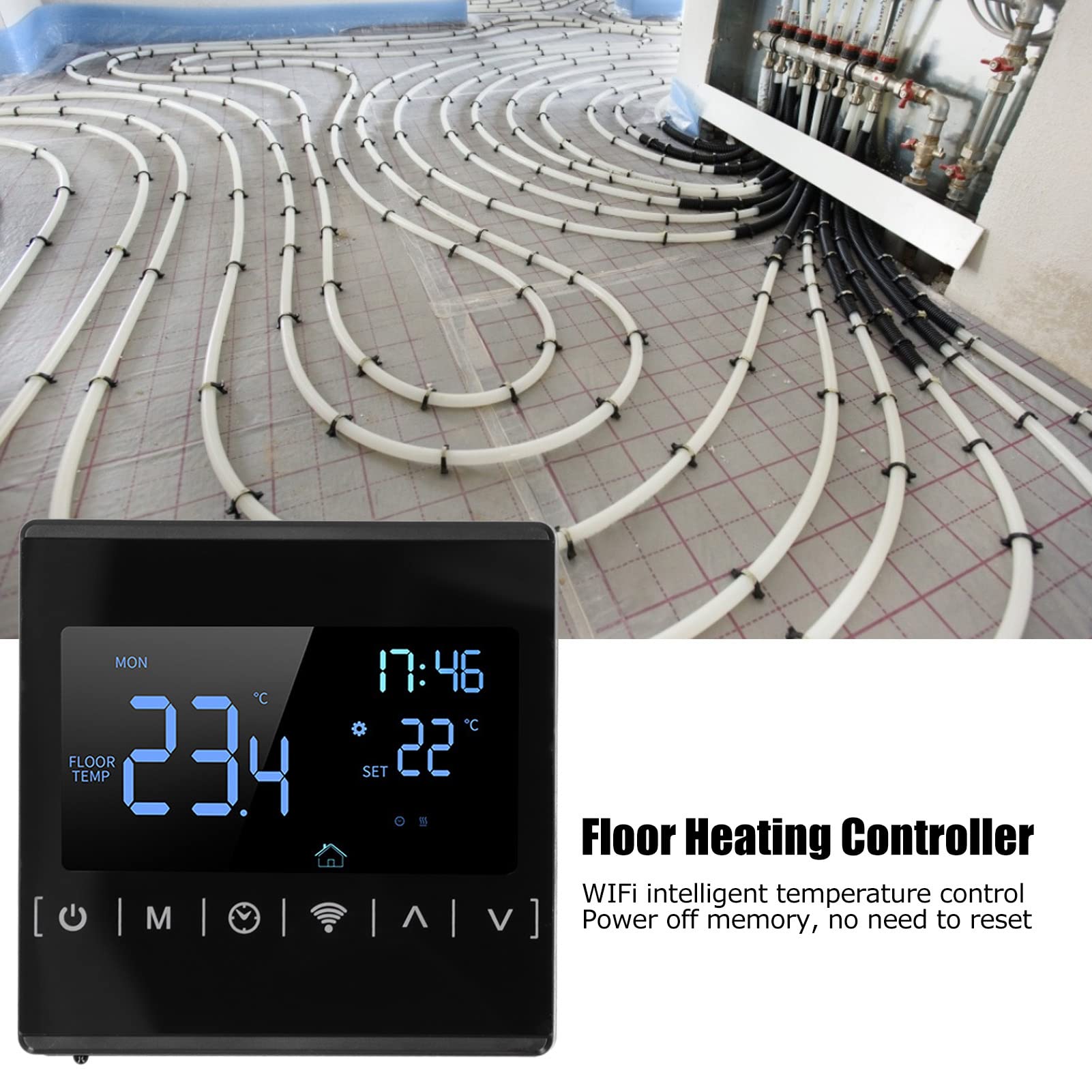 Floor Heating Controller, WiFi Programmable Thermostat Industrial Supplies, Touch, programmable Household thermostats
