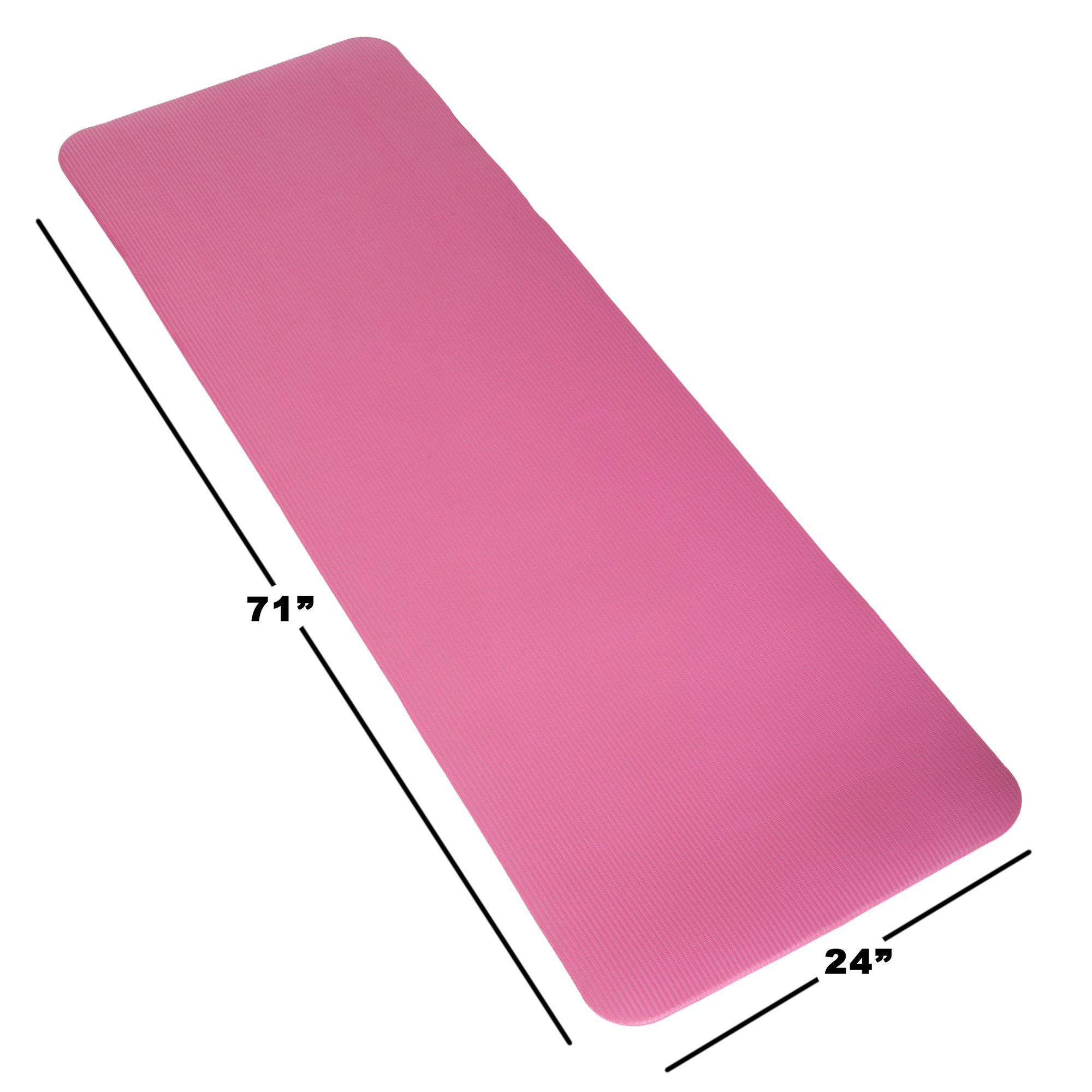 Extra-Thick Yoga Mat - Durable Exercise Foam Mat with Carry Strap for Gym Sessions, Fitness Training, Workout Equipment, and Pilates by Wakeman (Red)