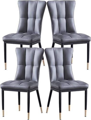 FIXARE Kitchen Dining Chairs Set of 4 Modern Metal Leg Living Room Chairs Water Proof Leather Upholstered Side Chairs Kitchen Counter Chairs (Color : Gray)